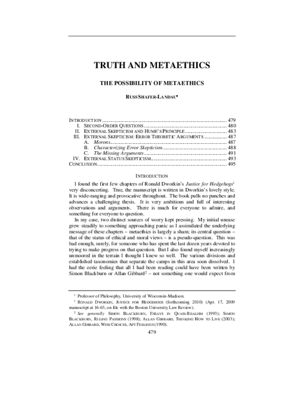 (PDF) The possibility of metaethics