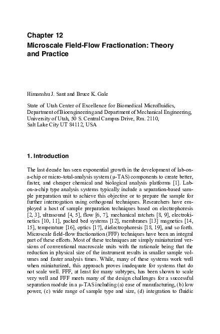 (PDF) Microscale field-flow fractionation: theory and practice | Bruce Gale - Academia.edu