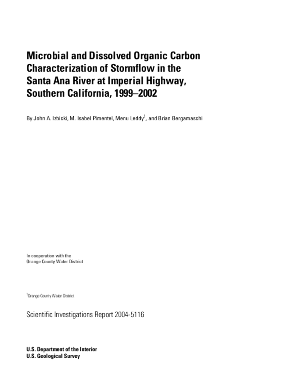 (PDF) Microbial and Dissolved Organic Carbon Characterization of Stormflow in the Santa Ana ...