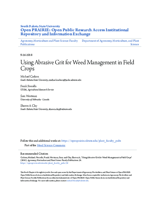 (PDF) Using Abrasive Grit for Weed Management in Field Crops