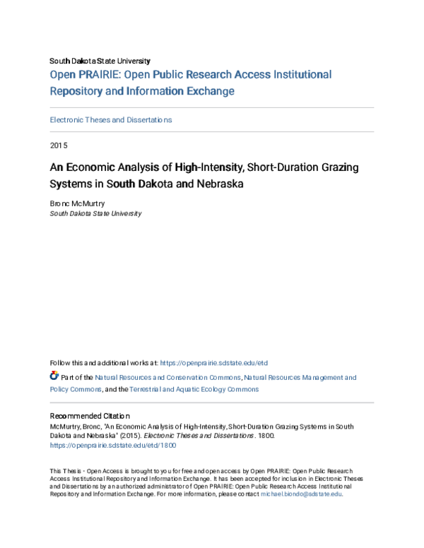 (PDF) An Economic Analysis of High Intensity, Short Duration Grazing ...