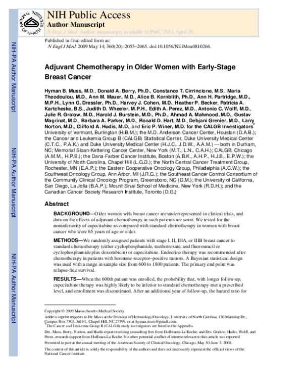 (PDF) Adjuvant Chemotherapy In Older Women With Early-Stage Breast Cancer