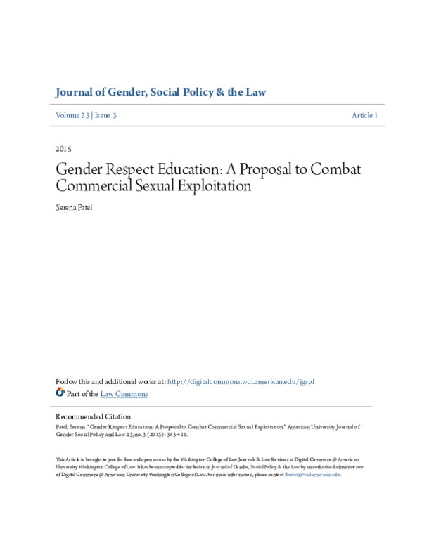 (PDF) Gender respect education: a proposal to combat commercial sexual ...