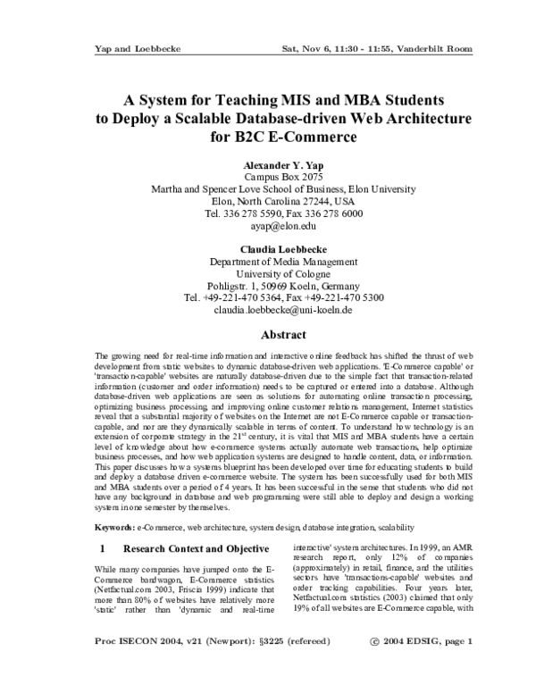 (PDF) A System for Teaching MIS and MBA Students to Deploy a Scalable ...