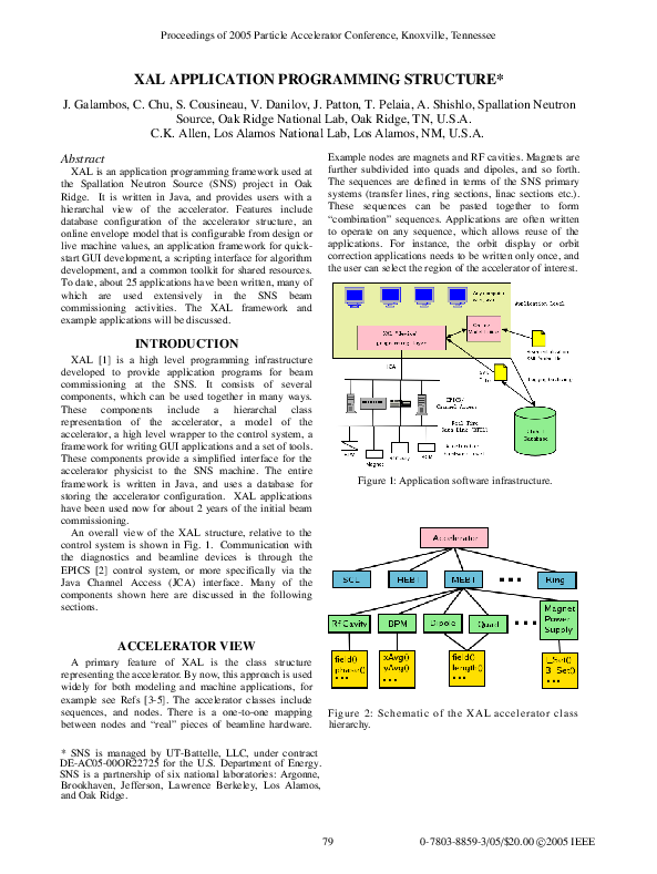(PDF) XAL Application Programming Structure