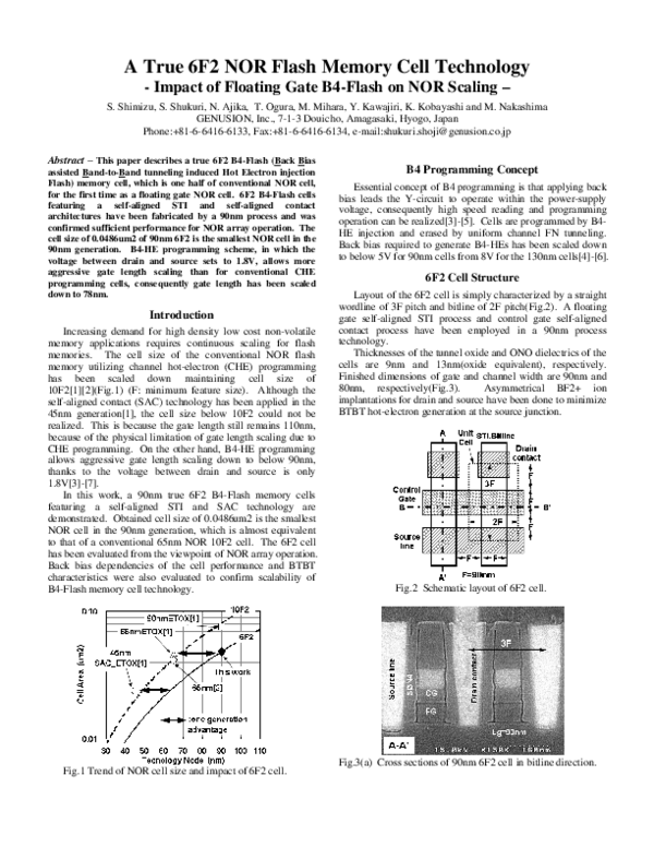 (PDF) A True 6F2 NOR Flash Memory Cell Technology - Impact of Floating ...