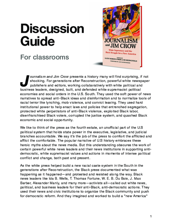 (PDF) Journalism and Jim Crow: White Supremacy and the Black Struggle ...