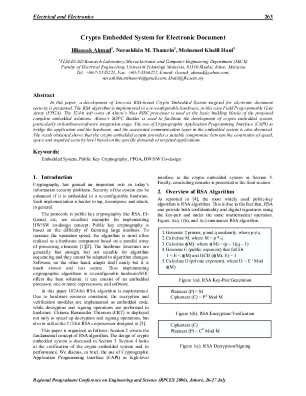 (PDF) Crypto Embedded System for Electronic Document