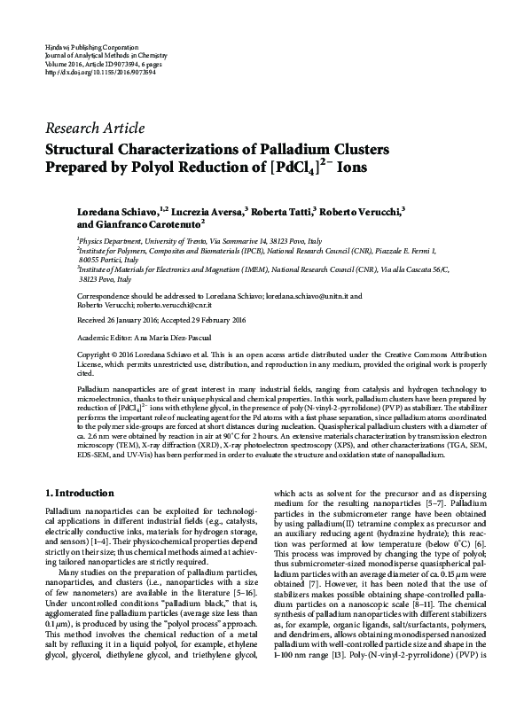 (PDF) Structural Characterizations of Palladium Clusters Prepared by ...