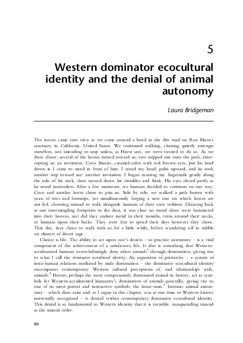 (PDF) Western dominator ecocultural identity and the denial of animal ...