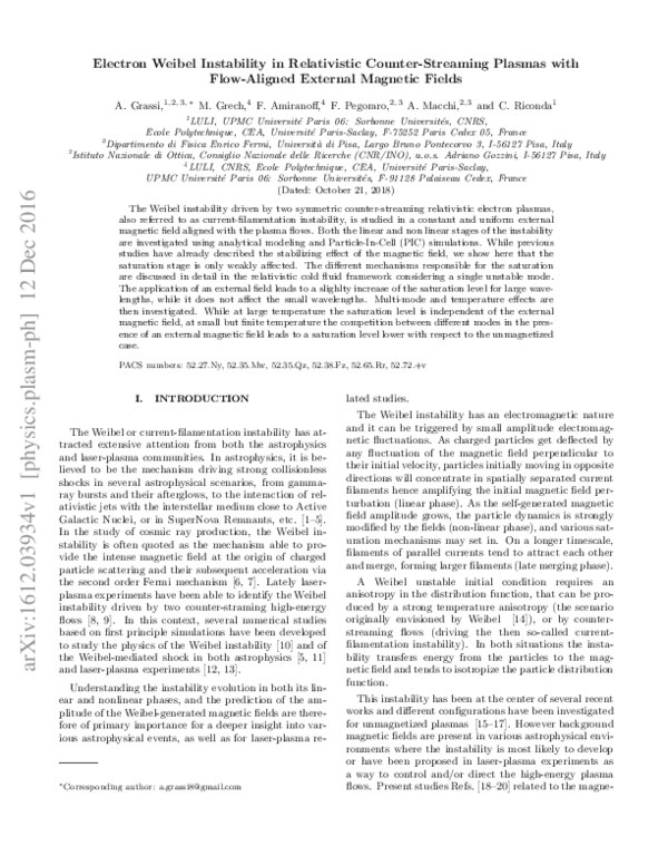 (PDF) Electron Weibel instability in relativistic counterstreaming ...