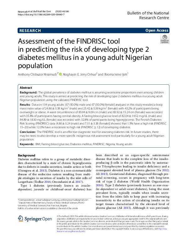 (PDF) Assessment of the FINDRISC Tool in Predicting the Risk of ...