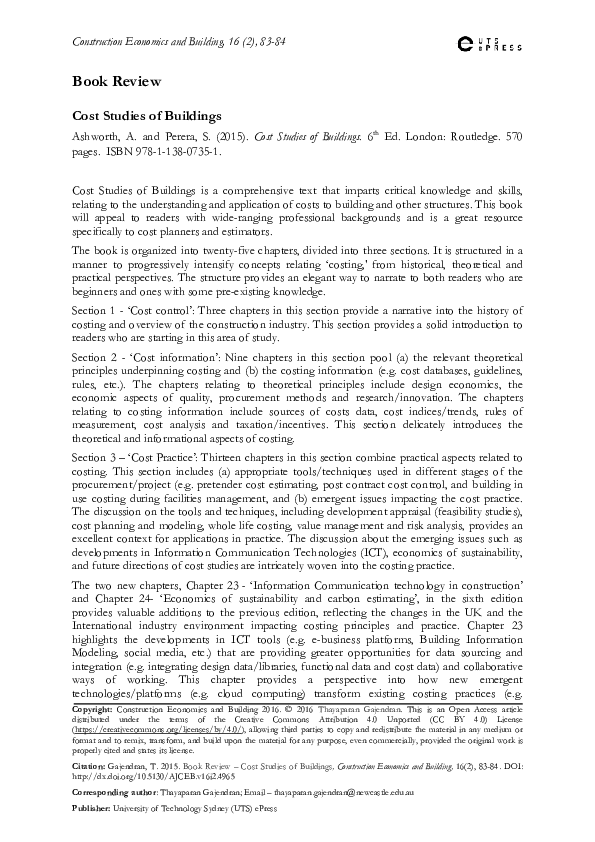 (PDF) Cost studies of buildings