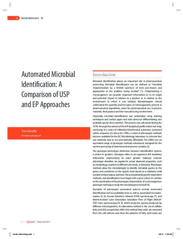 (PDF) Automated Microbial Identification: A Comparison of USP and EP ...