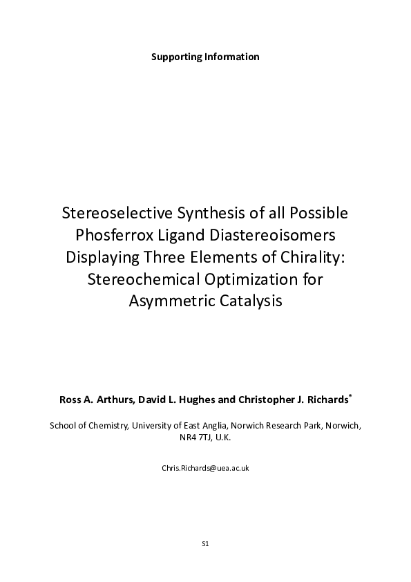 (PDF) Stereoselective Synthesis of All Possible Phosferrox Ligand Diastereoisomers Displaying ...