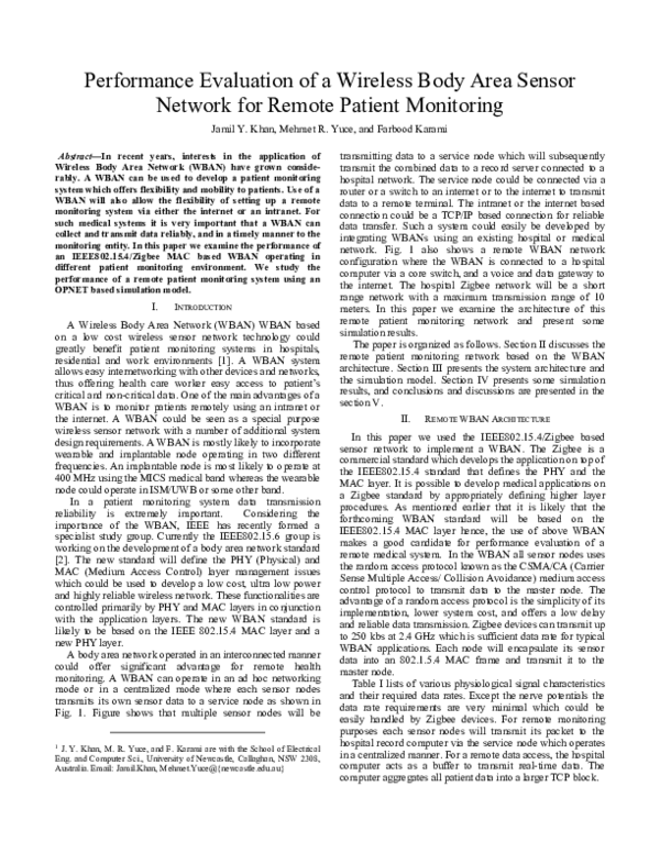 (PDF) Performance evaluation of a Wireless Body Area sensor network for ...