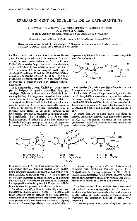 (PDF) Rearrangement du squelette de la catharanthine