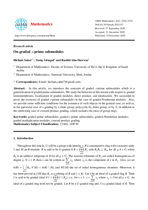 (PDF) On graded $ s $-prime submodules