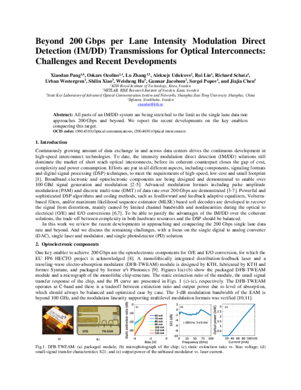 (PDF) Beyond 200 Gbps per Lane Intensity Modulation Direct Detection ...