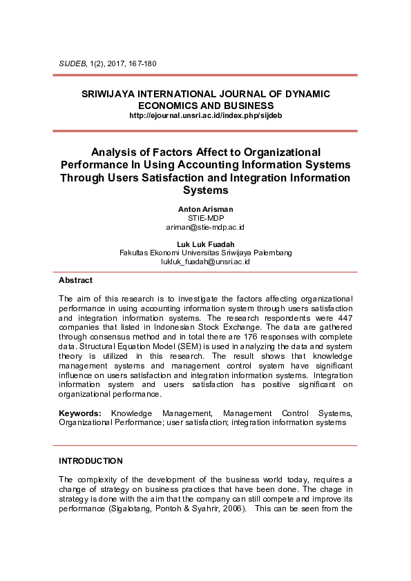 Pdf Analysis Of Factors Affect To Organizational Performance In Using