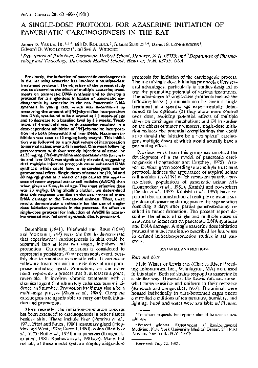 (PDF) A single-dose protocol for azaserine initiation of pancreatic ...