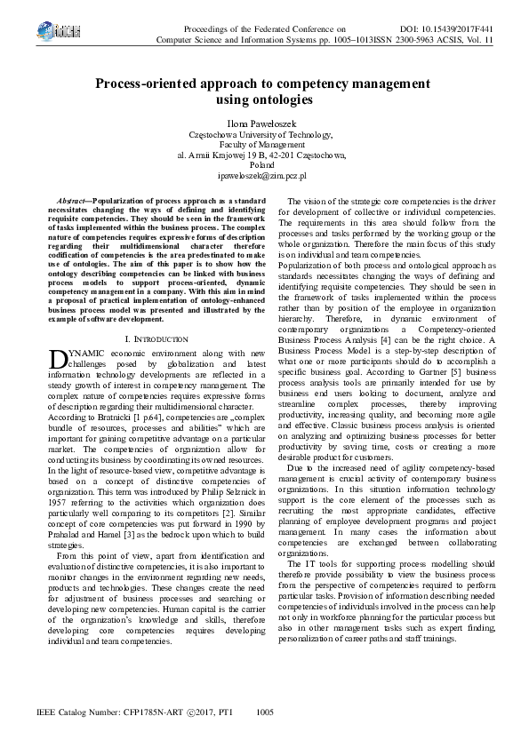 (PDF) Process-oriented approach to competency management using ontologies | Ilona Pawełoszek ...