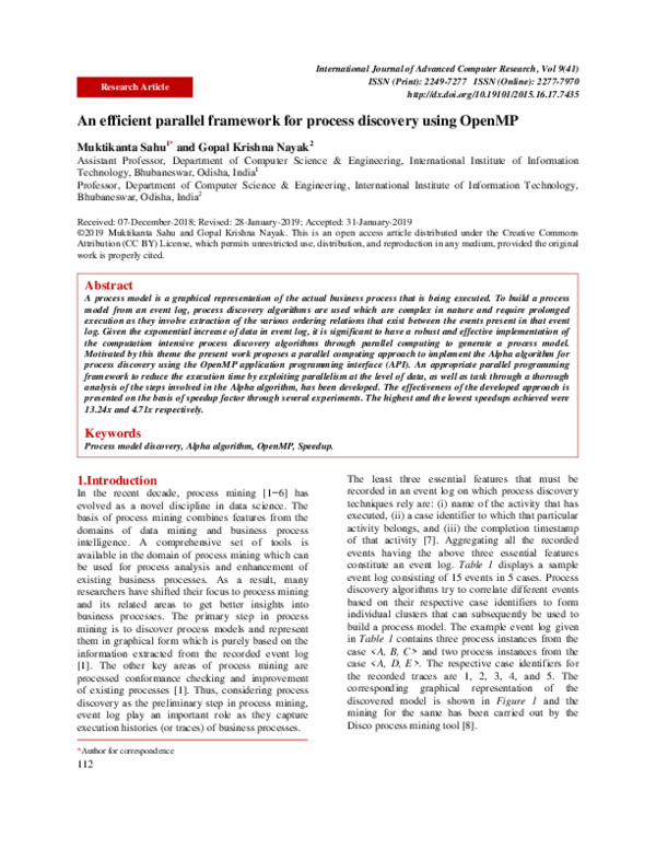 (PDF) An efficient parallel framework for process discovery using OpenMP