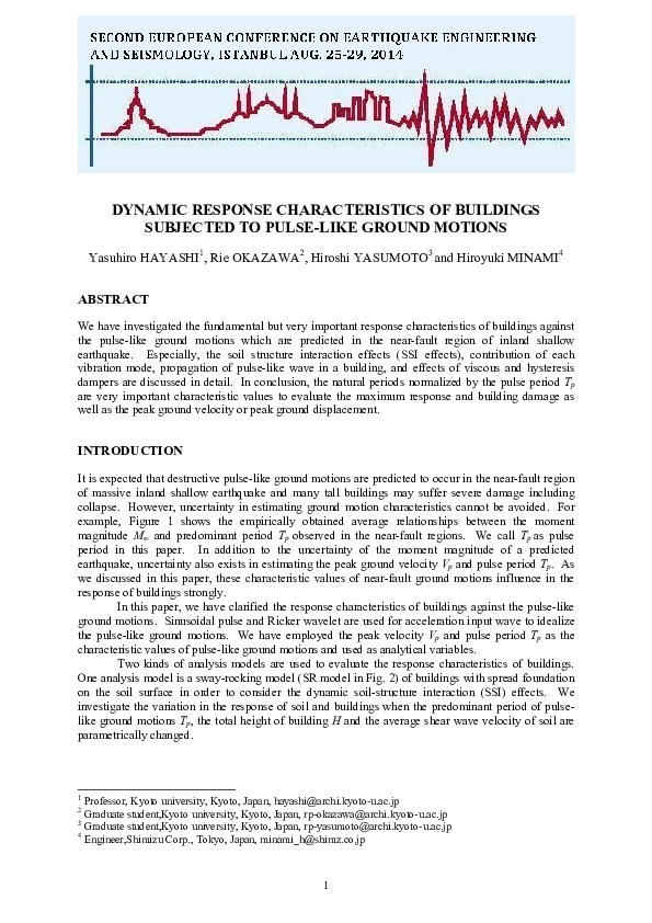 (PDF) Dynamic Response Characteristics of Buildings Subjected to Pulse ...
