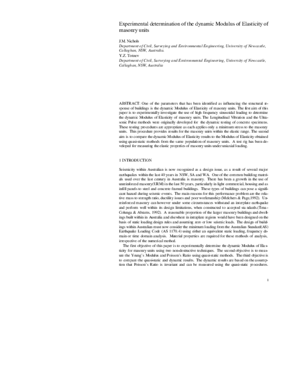 Pdf Experimental Determination Of The Dynamic Modulus Of Elasticity