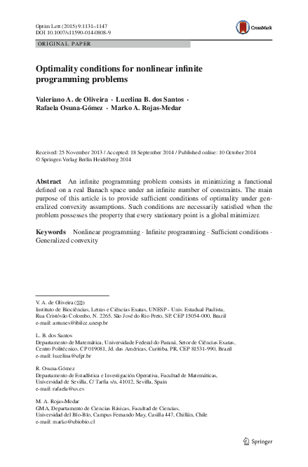(PDF) Optimality conditions for nonlinear infinite programming problems