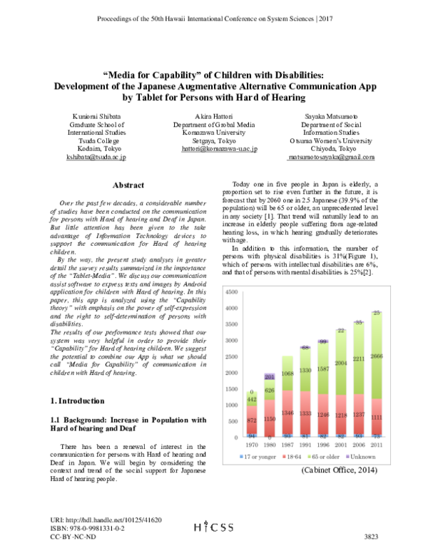 (PDF) “Media for Capability” of Children with Disabilities: Development of the Japanese ...