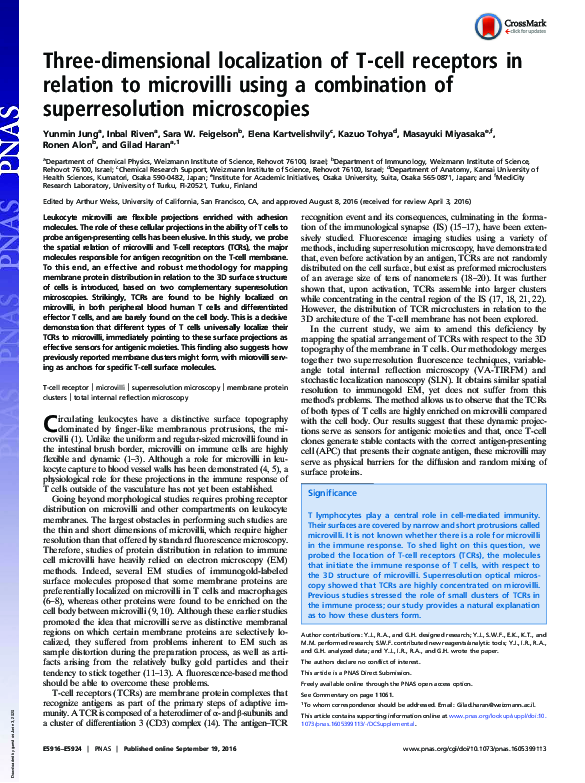 (PDF) 3D Localization of TCRs on Microvilli