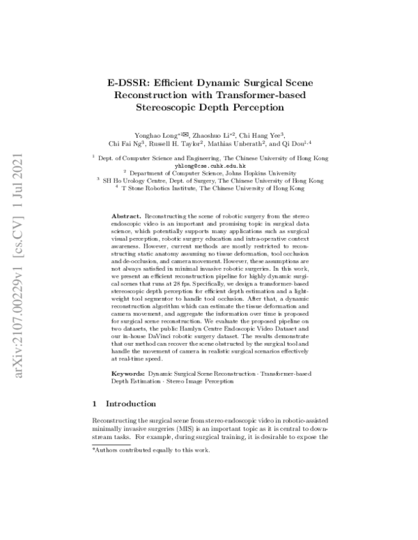 (PDF) E-DSSR: Efficient Dynamic Surgical Scene Reconstruction with ...