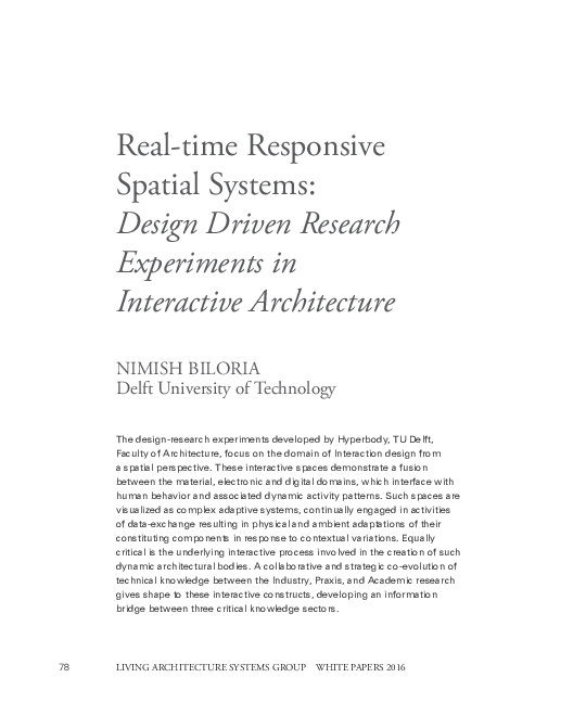 (PDF) Real-time Responsive Spatial Systems: Design Driven Research ...
