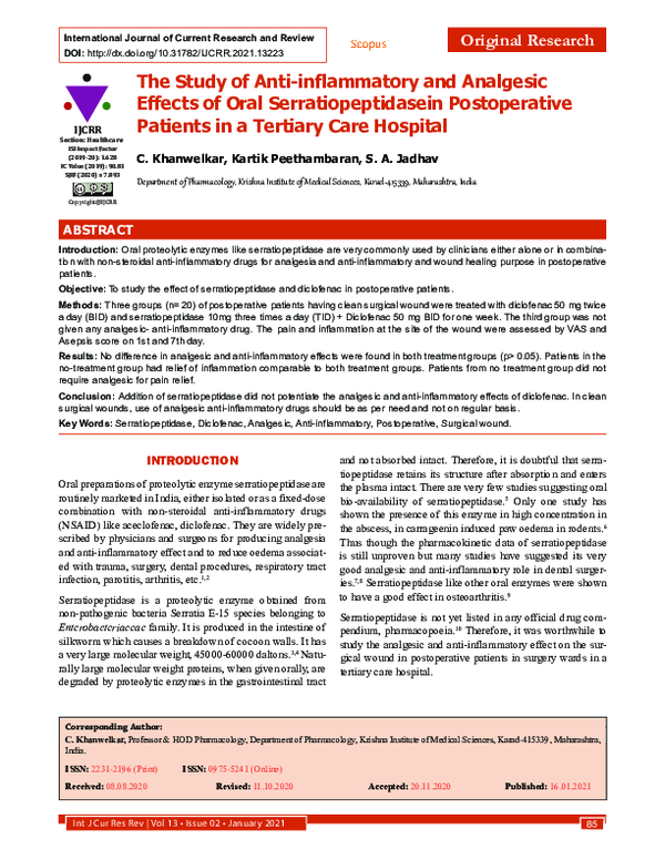 (PDF) The Study of Anti-inflammatory and Analgesic Effects of Oral ...