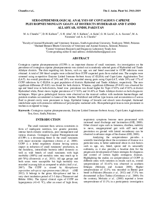 (PDF) Seroepidemiological Analysis of Contagious Caprine ...
