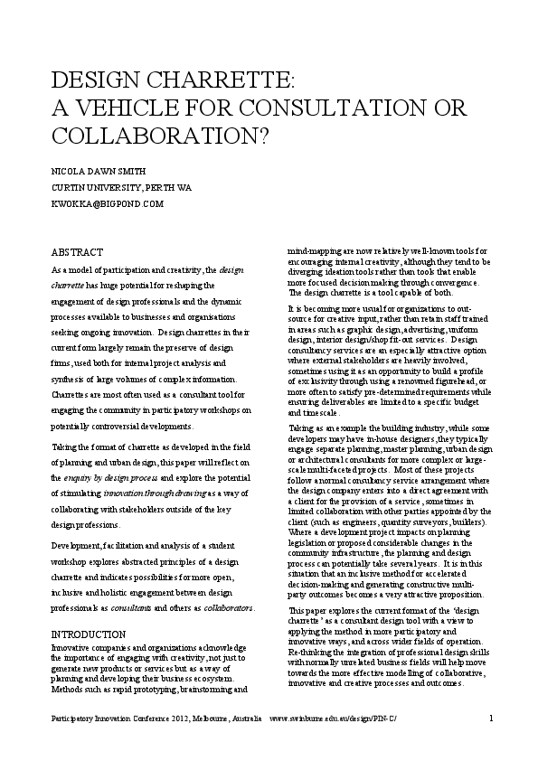 (PDF) Design charrette: A vehicle for consultation or collaboration