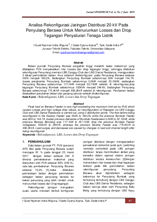 (PDF) Analisa Rekonfigurasi Jaringan Distribusi 20 kV Pada Penyulang ...
