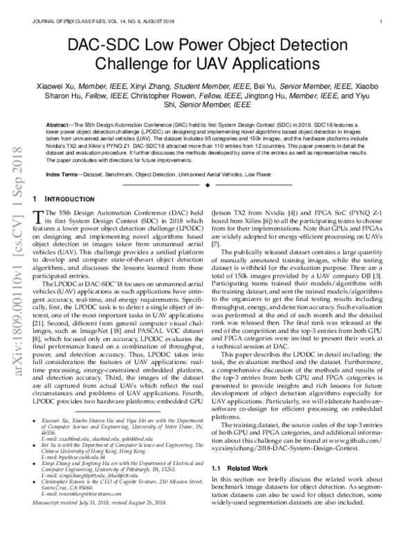 (PDF) DAC-SDC Low Power Object Detection Challenge for UAV Applications