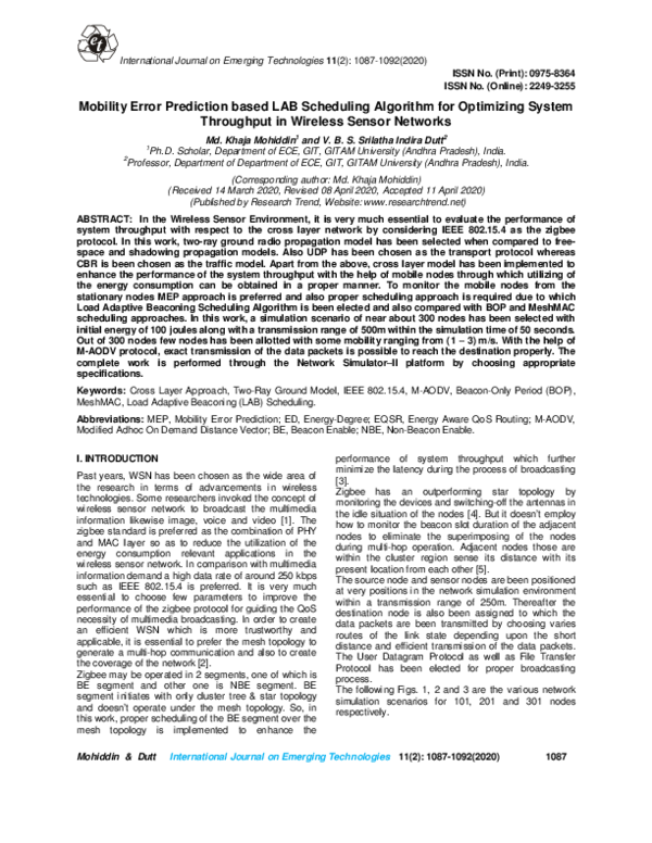 (PDF) Mobility Error Prediction based LAB Scheduling Algorithm for ... (PDF) Mobility Error Prediction based LAB Scheduling Algorithm for ...