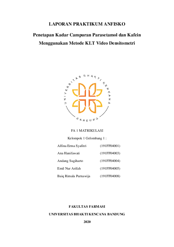 (PDF) FA1 KEL 1 GEL1 LAPORAN PRAKTIKUM KLT VIDEODENSITOMETRI