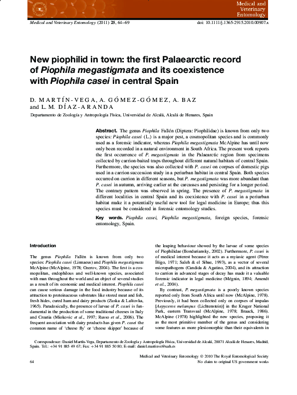 (PDF) New piophilid in town: the first Palaearctic record of Piophila ...