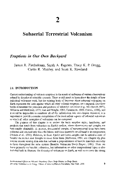 (PDF) Subaerial Terrestrial Volcanism: Eruptions in Our Own Backyard