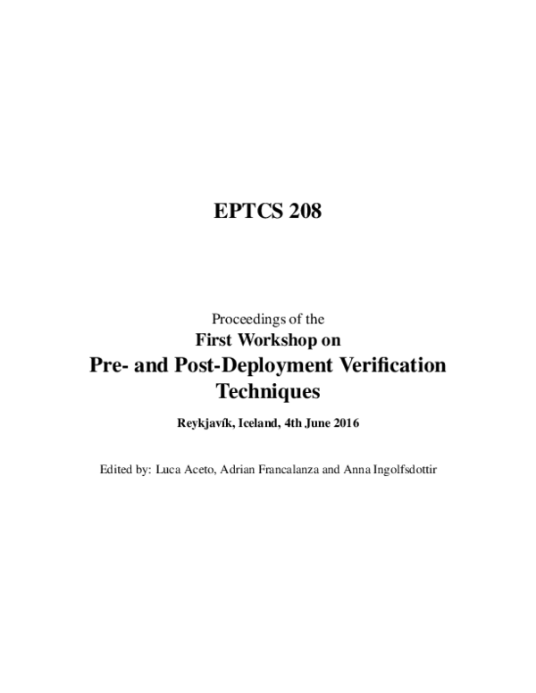 (PDF) Pre- and Post-Deployment Verification Techniques