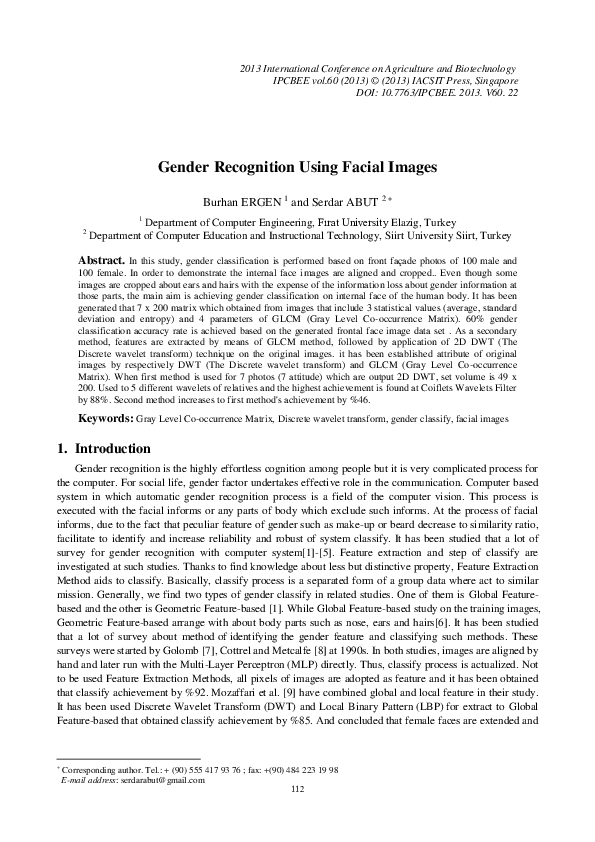 Pdf Gender Recognition Using Facial Images