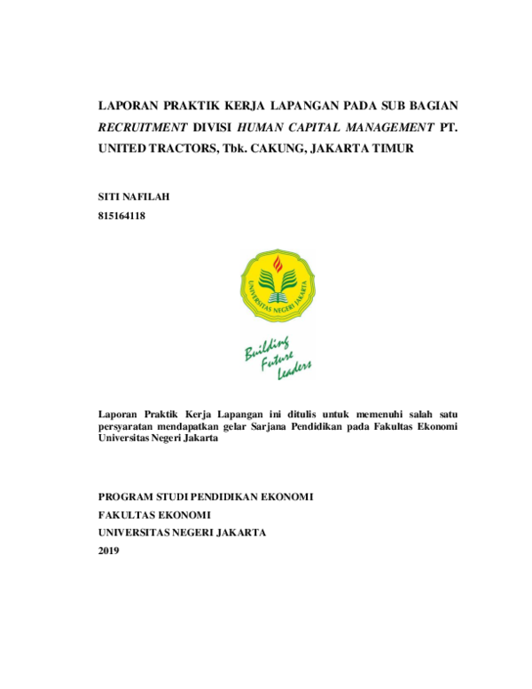 (PDF) LAPORAN PRAKTIK KERJA LAPANGAN PADA SUB BAGIAN RECRUITMENT DIVISI HUMAN CAPITAL MANAGEMENT ...