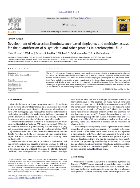 (PDF) Development of electrochemiluminescence-based singleplex and multiplex assays for the ...