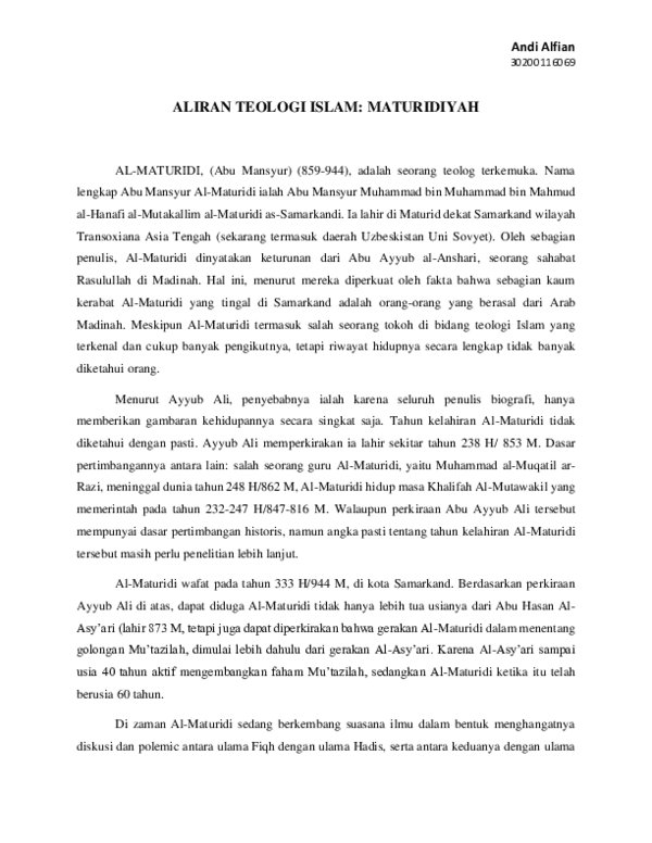 (PDF) Aliran Teologi Islam: Maturidiyah (Sejarah, Ajaran, dan Sekte ...