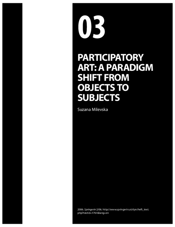 (PDF) Participatory Art: A Paradigm Shift from Objects to Subjects