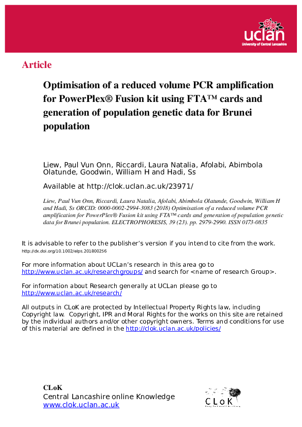 (PDF) Optimization of a reduced volume PCR amplification for PowerPlex ...